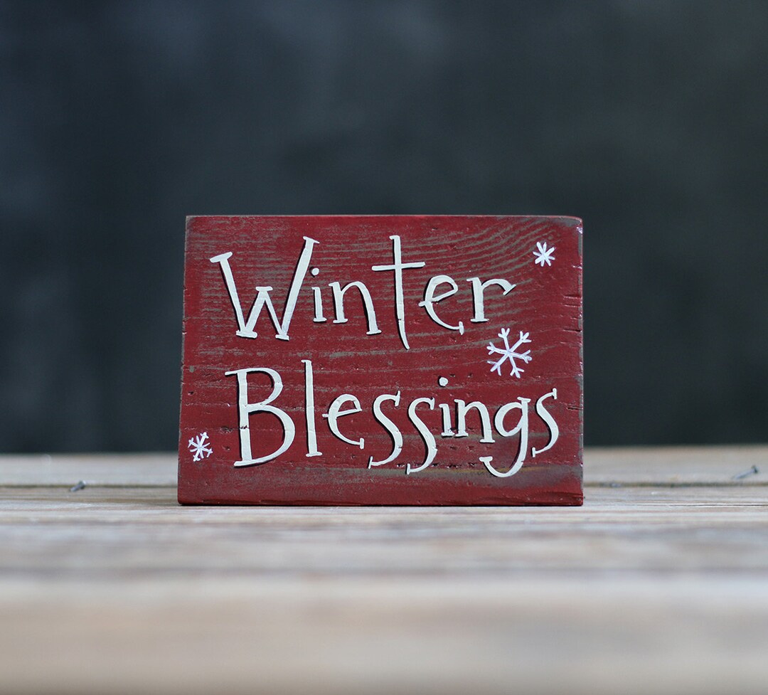 Primitive Christmas Decor, Winter Blessings Sign, Winter Tiered Tray ...