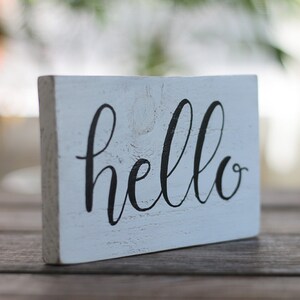 Hello Sign, Farmhouse Wall Decor, Custom Hand Painted Small Wood Sign ...