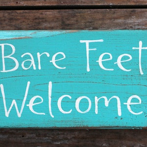 Rustic Beach Decor, Bare Feet Welcome Sign, Coastal Summer Decor ...