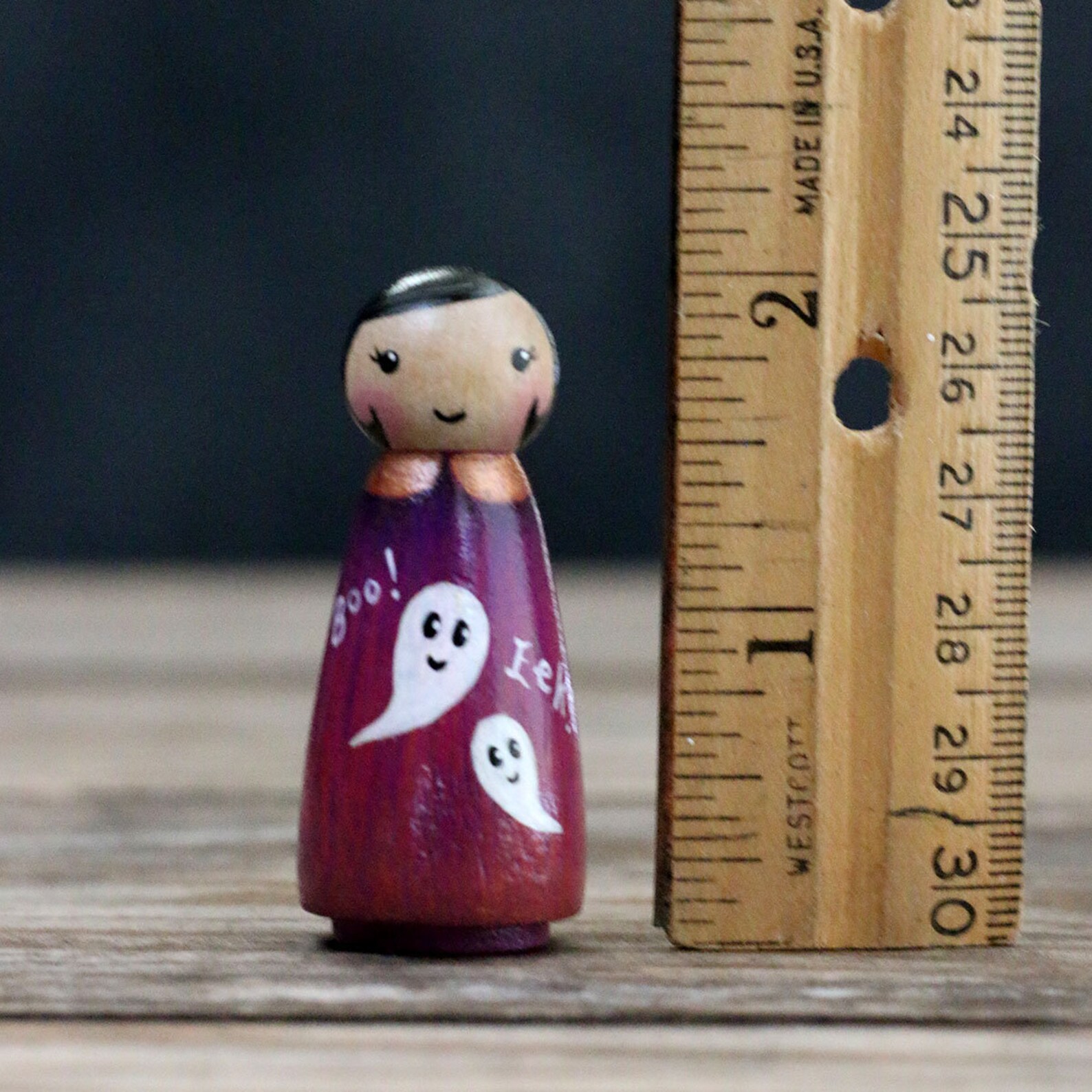 Halloween Peg Doll Purple Halloween Girl With Ghosts | Etsy