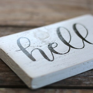 Hello Sign, Farmhouse Wall Decor, Custom Hand Painted Small Wood Sign ...