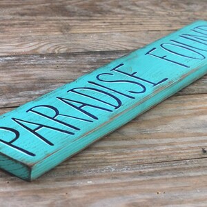 Paradise Found Wood Sign, Rustic Beach Wall Decor, Custom Hand Painted ...