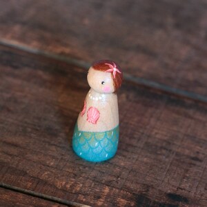 Mermaid Peg Doll, Mermaid Hand Painted Ornament, Mermaid Cake Topper ...