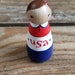 Patriotic Peg Doll, USA Girl Figurine , Custom Peg Doll, 4th of July ...