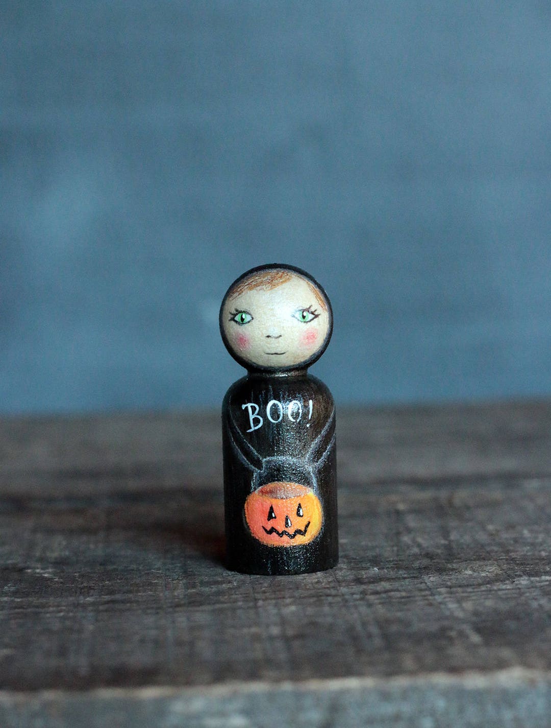 Halloween Peg Doll, Black Cat Costume Figurine, Trick or Treater ...