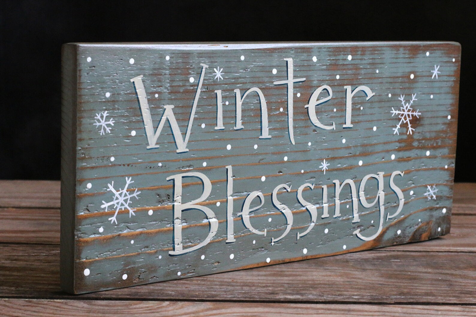 Primitive Christmas Decor Winter Blessings Wood Sign Rustic - Etsy