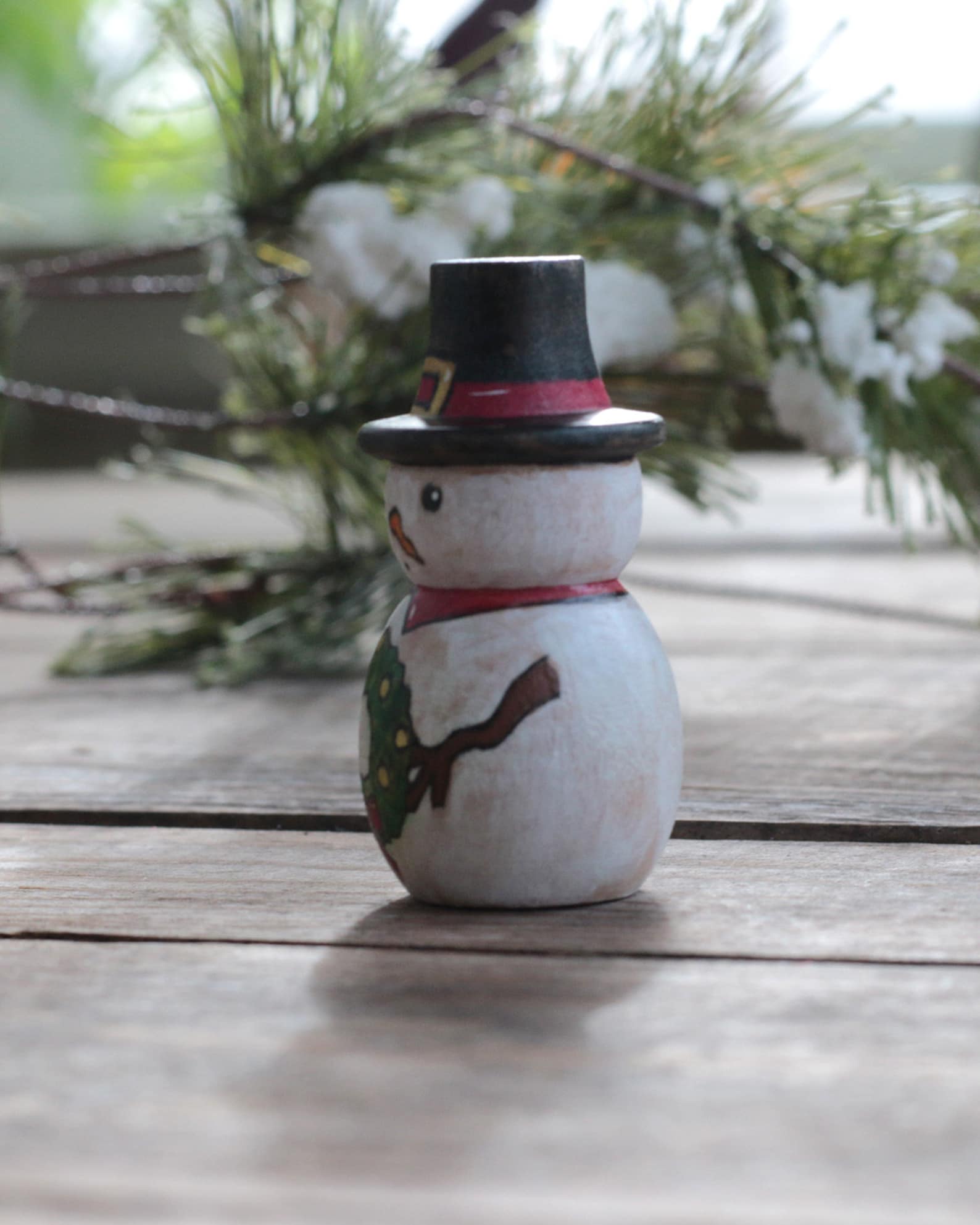 Snowman Peg Doll Christmas Folk Art Doll Tiered Tray Decor - Etsy