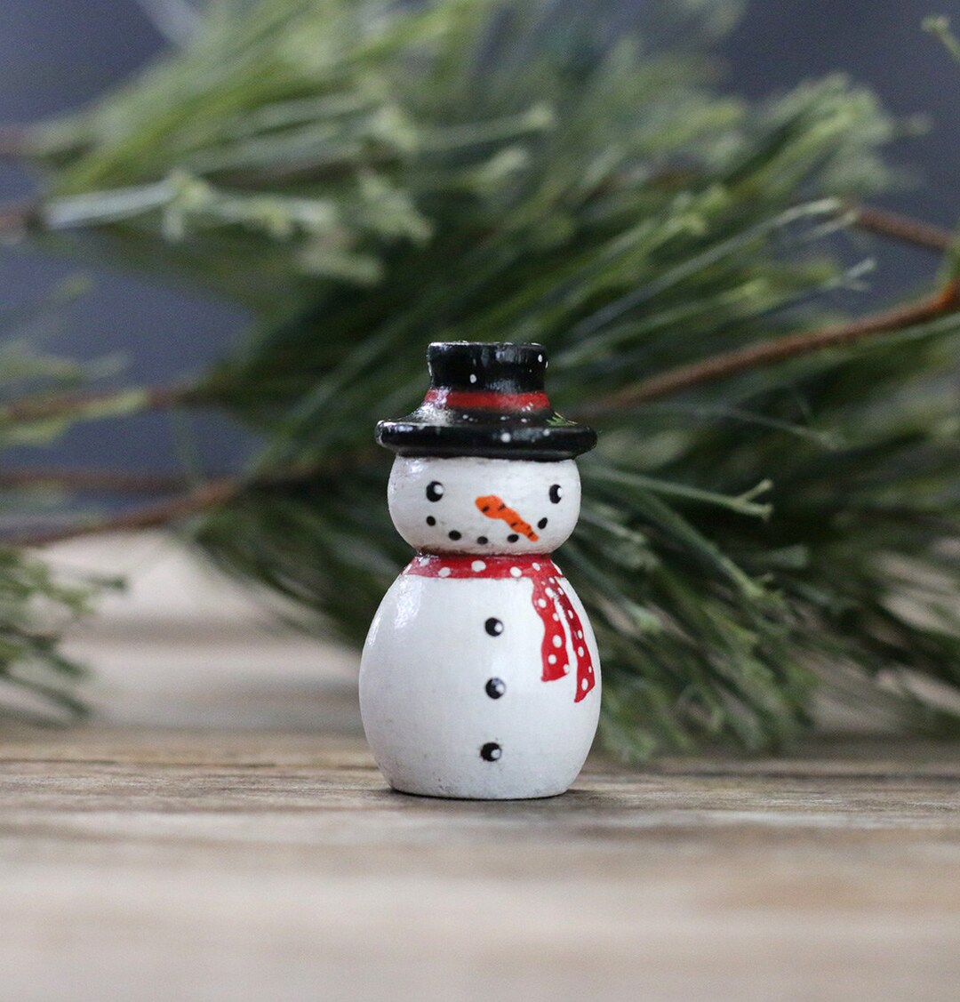 Christmas Peg Doll, Mini Snowman Peg Doll or Ornament, Winter Folk Art ...