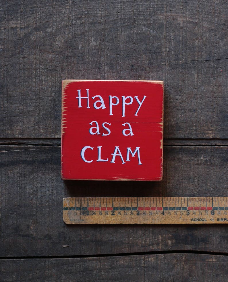 Happy as a Clam Sign Nautical Decor Beach Shelf Sitter Boat - Etsy