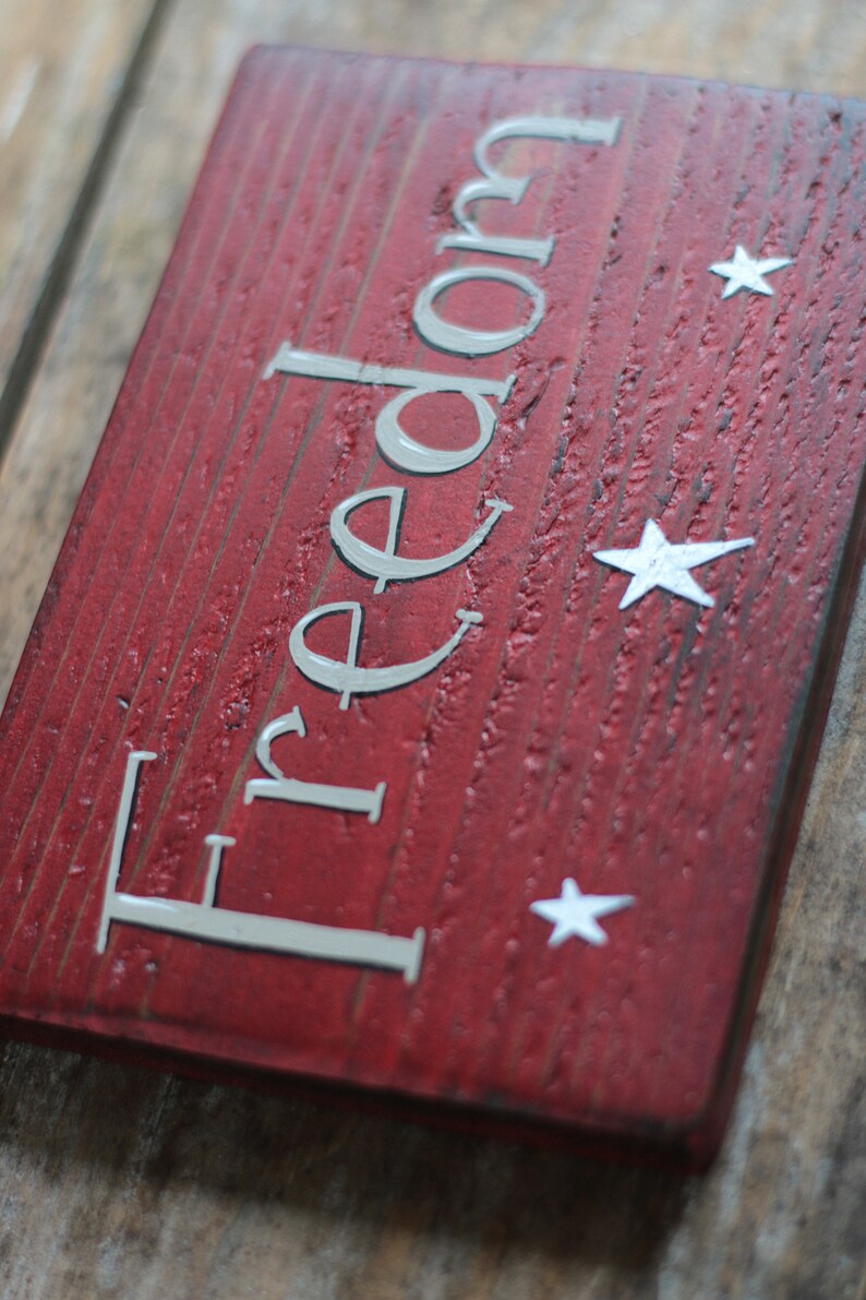 Freedom Sign Patriotic Decor Small Wood Sign Primitive Wood | Etsy