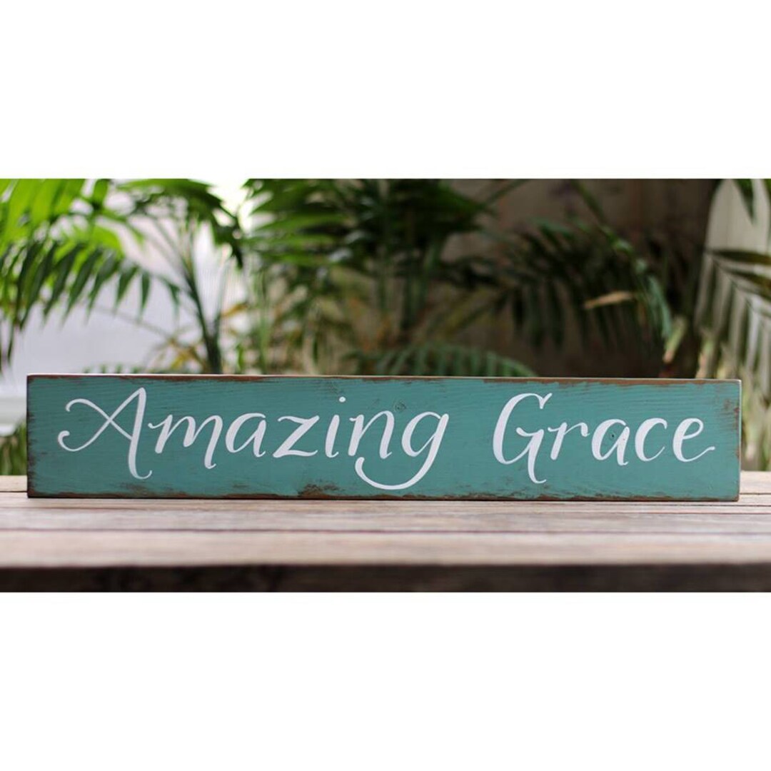 Custom Wood Sign, Amazing Grace Sign, Teal Wall Decor, Hand Lettered ...