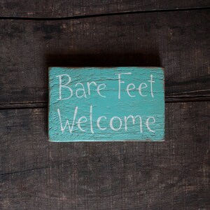 Rustic Beach Decor, Bare Feet Welcome Sign, Coastal Summer Decor ...
