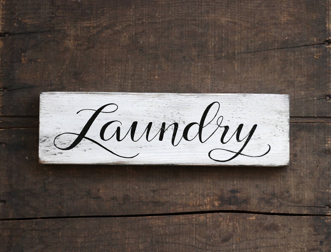 Letrero de lavandería letrero de madera pintado a mano - Etsy México