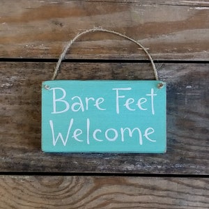 Rustic Beach Decor, Bare Feet Welcome Sign, Coastal Summer Decor ...