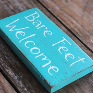 Rustic Beach Decor, Bare Feet Welcome Sign, Coastal Summer Decor ...