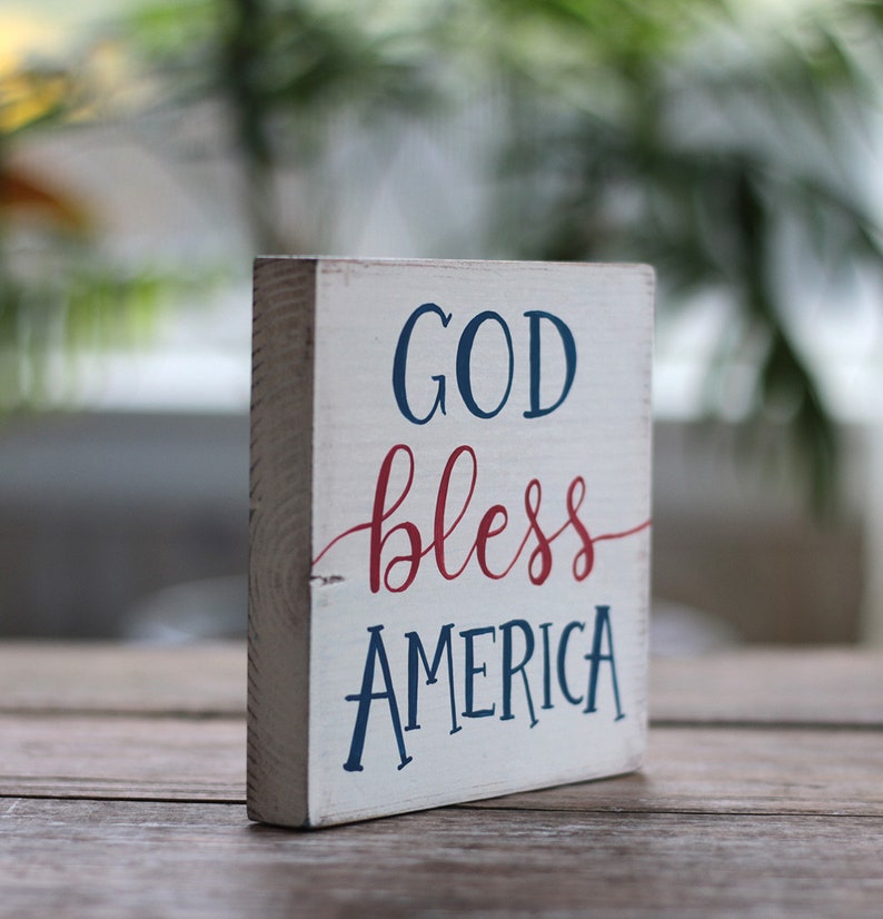 God Bless America Sign Patriotic Decor Custom Hand Painted | Etsy