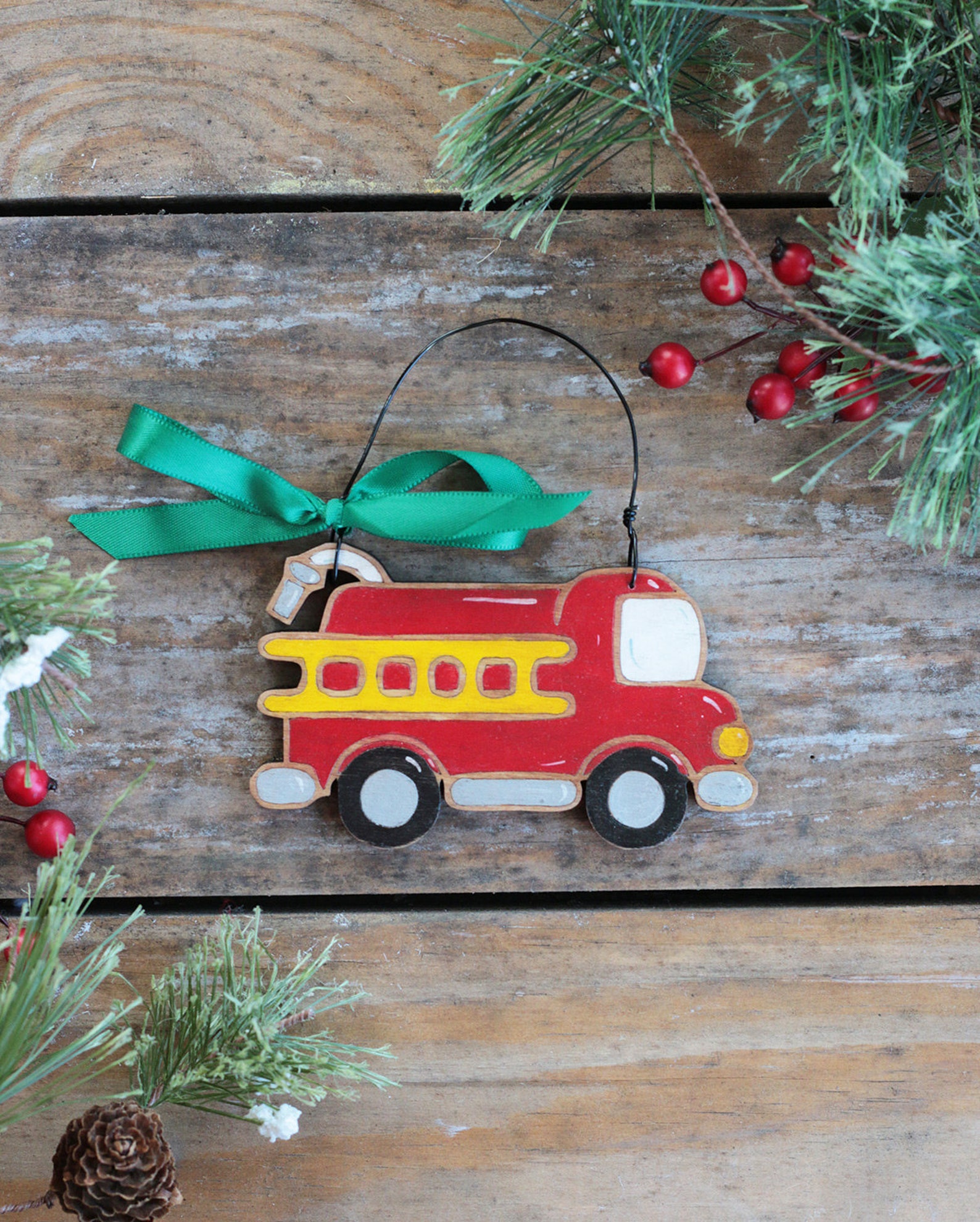 Personalized Fire Truck Ornament Fire Fighter Ornament Hand - Etsy
