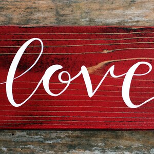 Love Rustic Wood Sign, Valentine's Day Decor, Small Hand Painted Sign ...