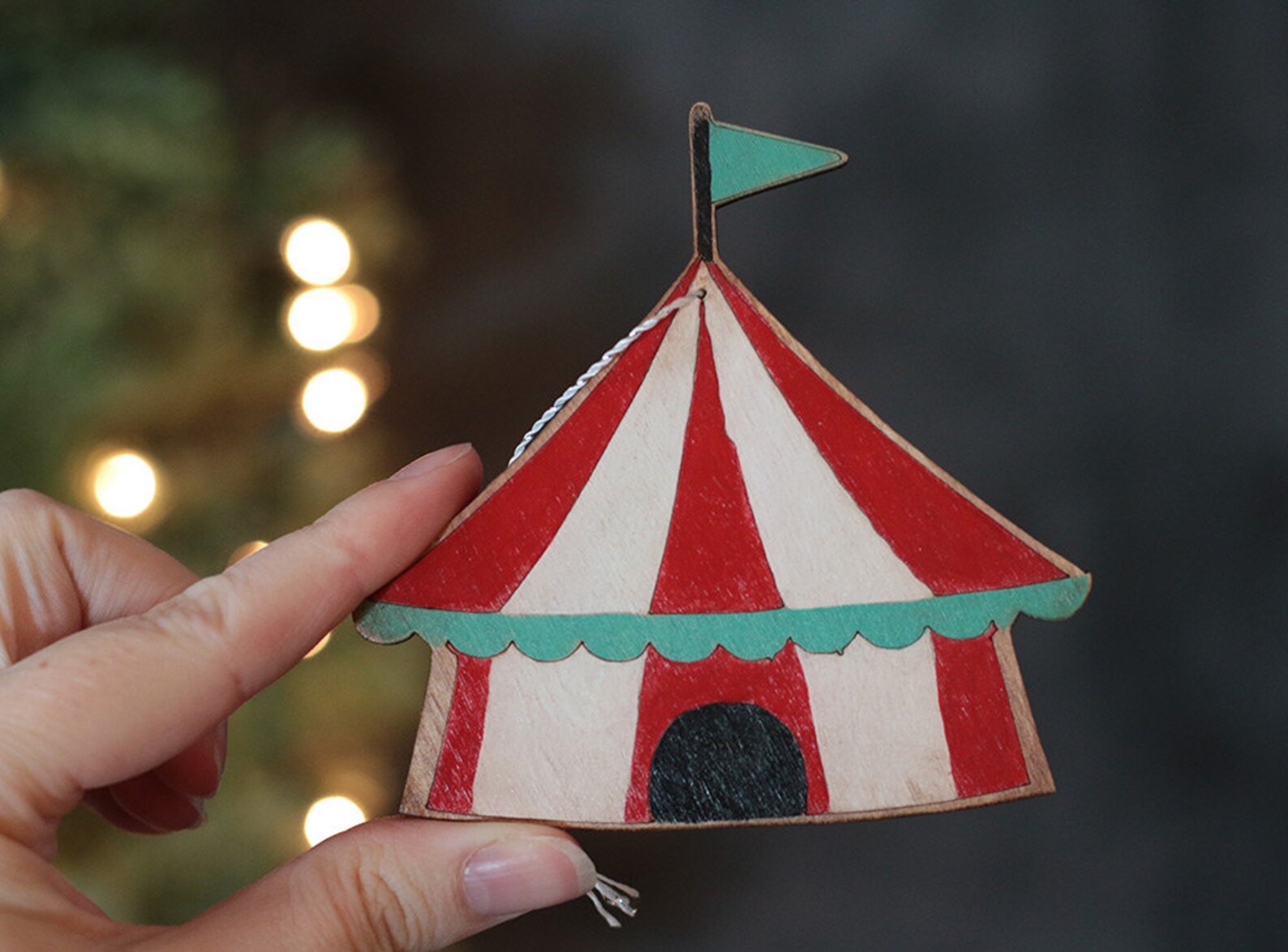 Personalized Circus Tent Ornament, Hand Painted Christmas Ornament ...