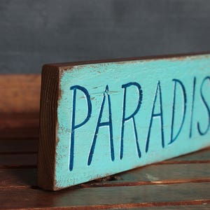Paradise Found Wood Sign, Rustic Beach Wall Decor, Custom Hand Painted ...