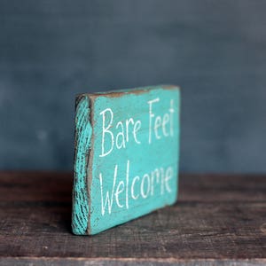 Rustic Beach Decor, Bare Feet Welcome Sign, Coastal Summer Decor ...
