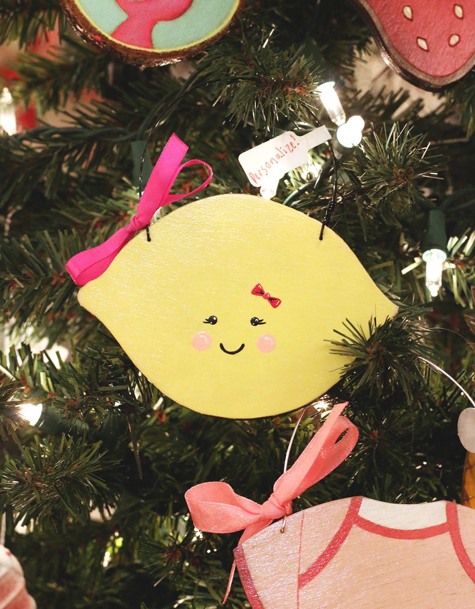 Personalized Lemon Ornament, Custom Hand Painted Christmas Ornament - Etsy