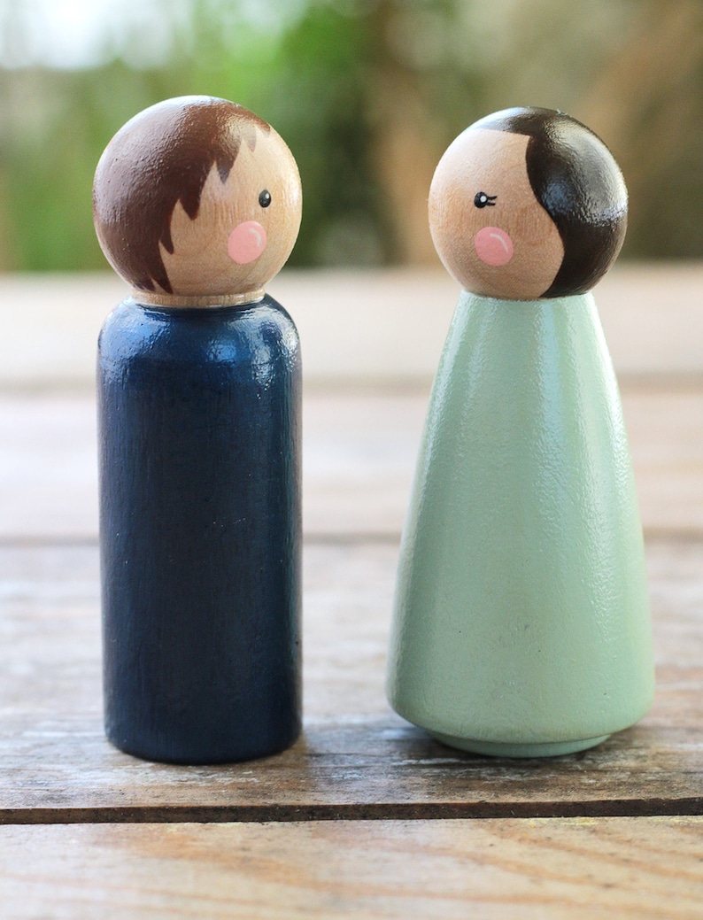 Custom Peg Doll Family Simple Colorful Doll Family Wood Toy | Etsy