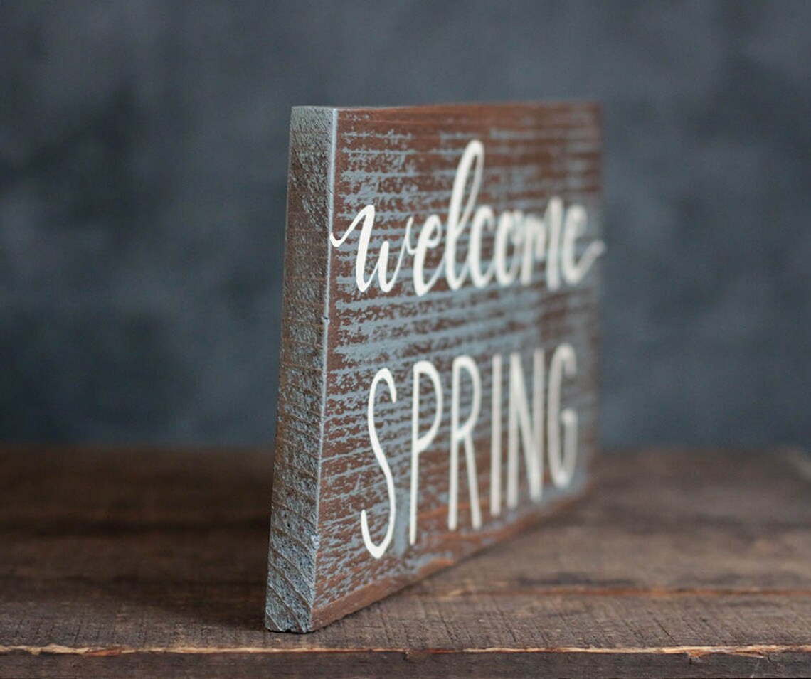 Custom Wood Sign Welcome Spring Sign Rustic Spring Wall | Etsy