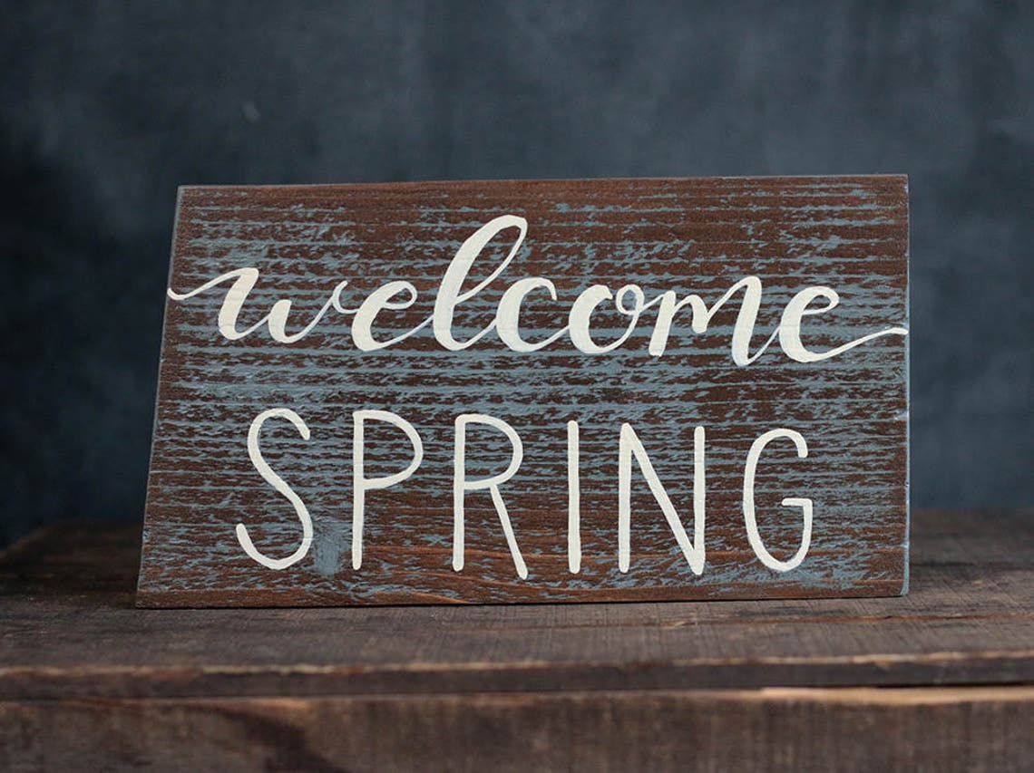 Custom Wood Sign Welcome Spring Sign Rustic Spring Wall | Etsy