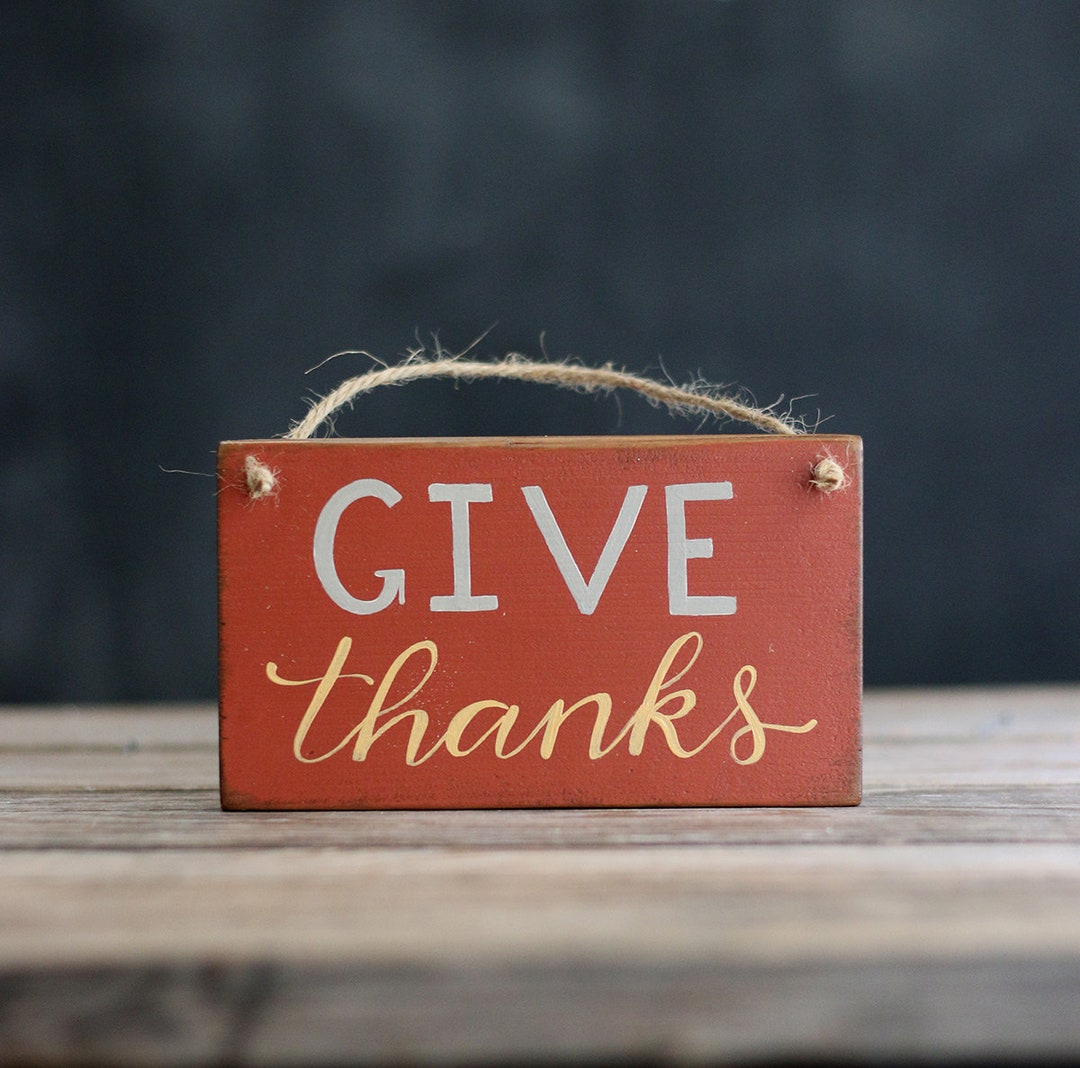 Rustic Fall Decor, Give Thanks Wood Sign, Primitive Thanksgiving Decor ...