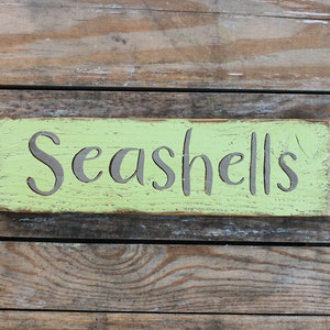 Seashells Wood Sign, Summer Wall Decor, Beach Sign, Hand Painted Wood ...