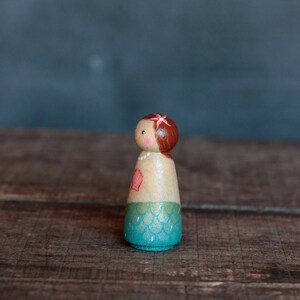 Mermaid Peg Doll, Mermaid Hand Painted Ornament, Mermaid Cake Topper ...