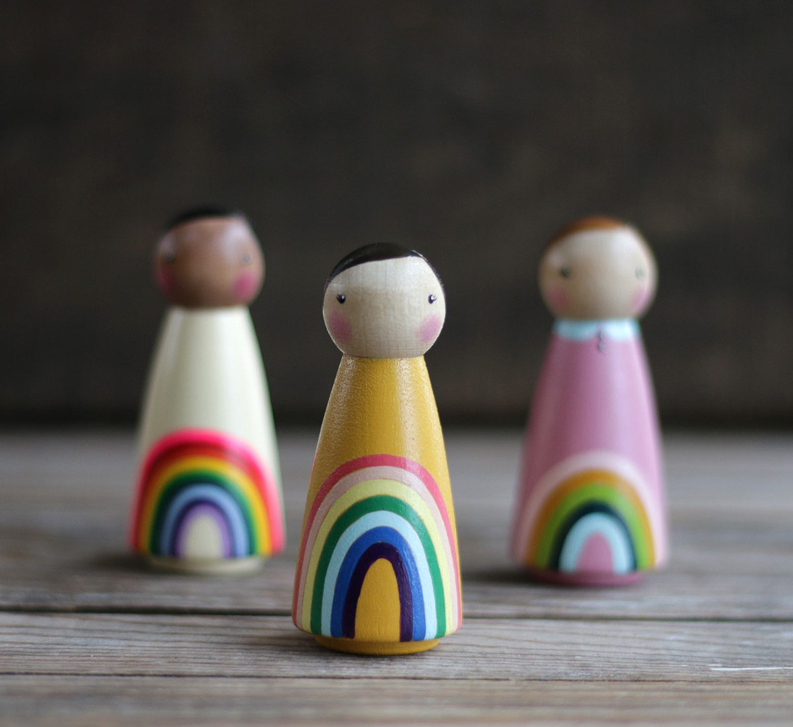 Rainbow Peg Doll Custom Peg Doll Modern Rainbow Decor - Etsy