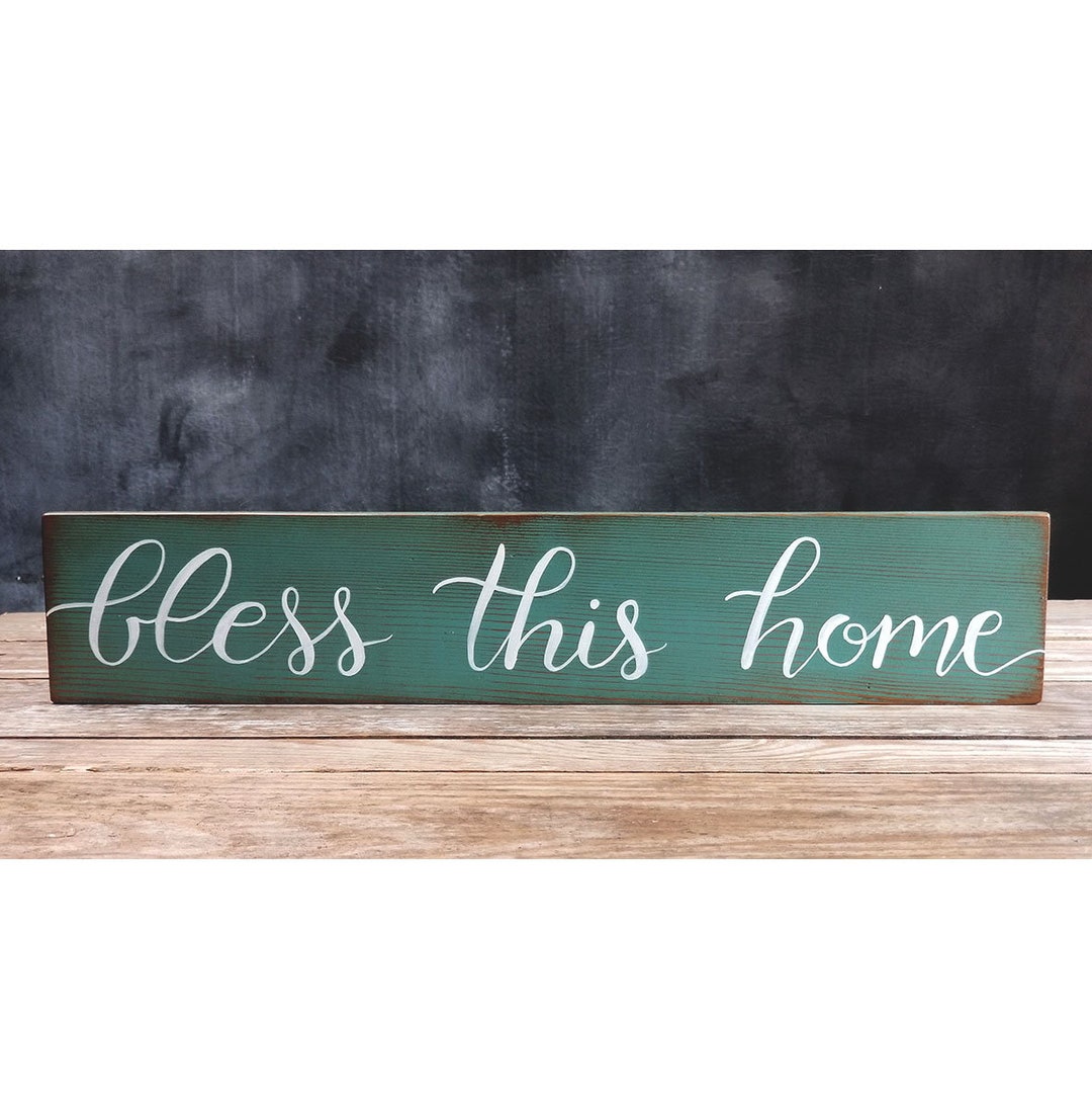 Bless This Home Sign, Custom Painted Wood Sign, New Home Gift, Entryway ...