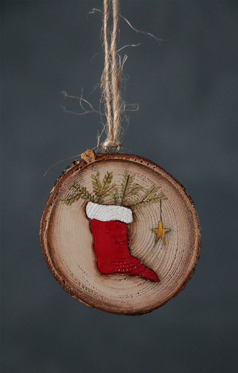 Personalized Ornament Christmas Stocking Ornament Wood Slice | Etsy