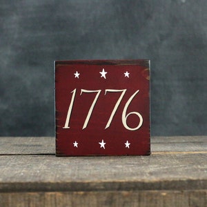 1776 Sign, Primitive Patriotic Decor, Hand Painted Wood Sign, Tiered ...