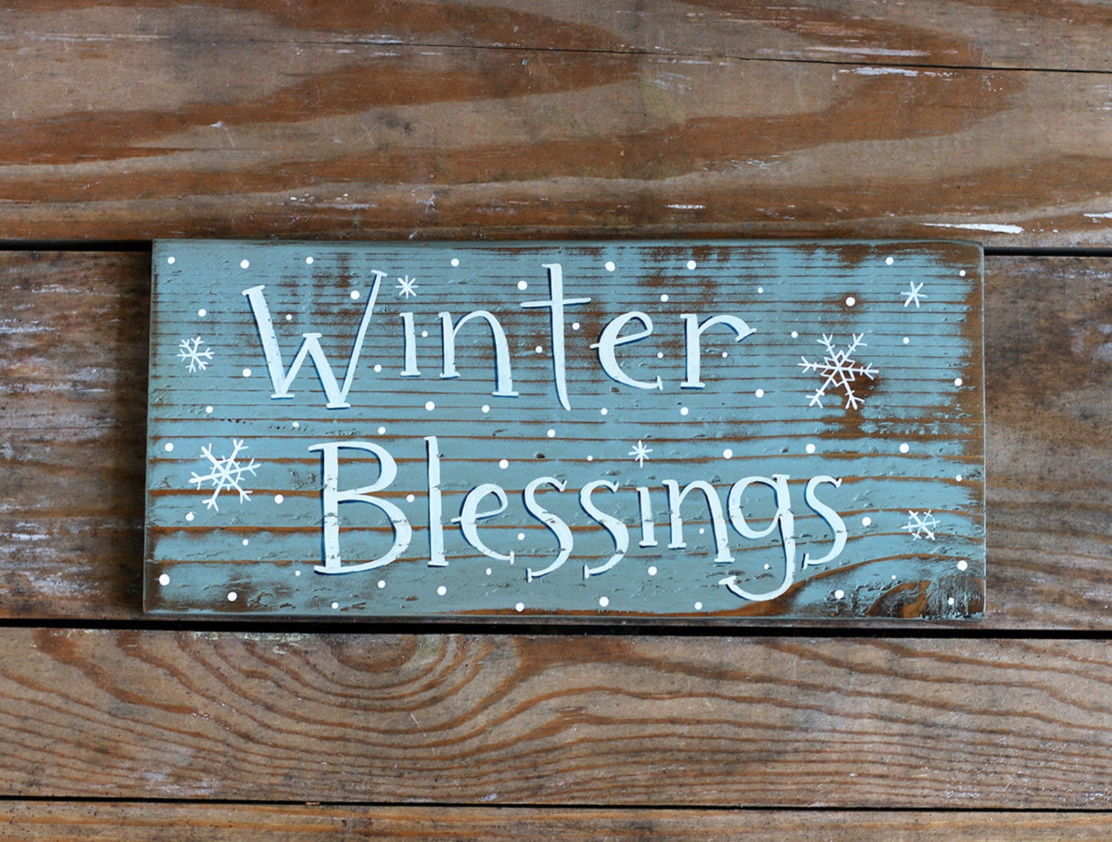 Primitive Christmas Decor Winter Blessings Wood Sign Rustic - Etsy
