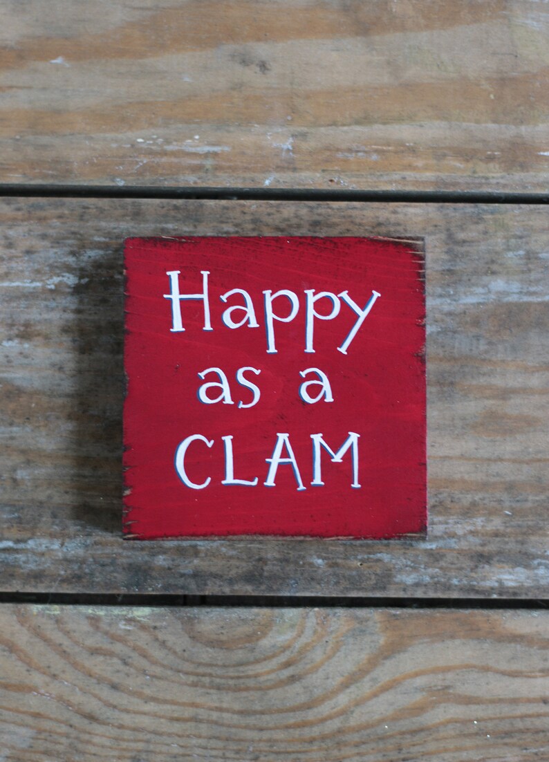 Happy as a Clam Sign Nautical Decor Beach Shelf Sitter Boat - Etsy