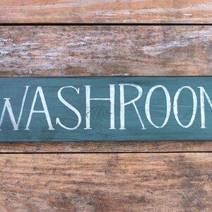 Primitive Bathroom Sign | Washroom Wood Sign | Hand Painted Wood Sign ...