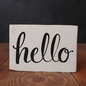 Hello Sign, Farmhouse Wall Decor, Custom Hand Painted Small Wood Sign ...
