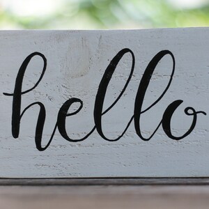 Hello Sign, Farmhouse Wall Decor, Custom Hand Painted Small Wood Sign ...
