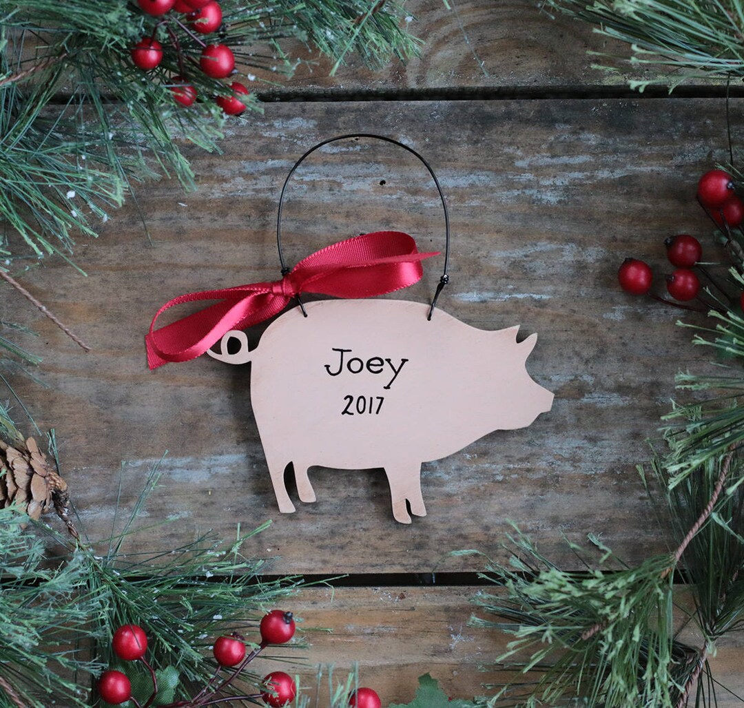 Pig Ornament, Personalized Christmas Ornament, Farm Animal Decoration ...