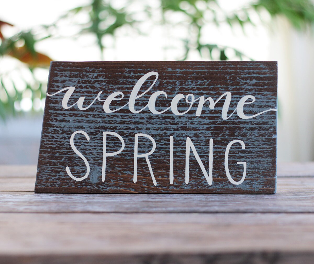 Custom Wood Sign Welcome Spring Sign Rustic Spring Wall | Etsy