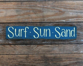 Surf Beach Sign Hand Painted Rustic Sign, Custom Sign, Beach House ...