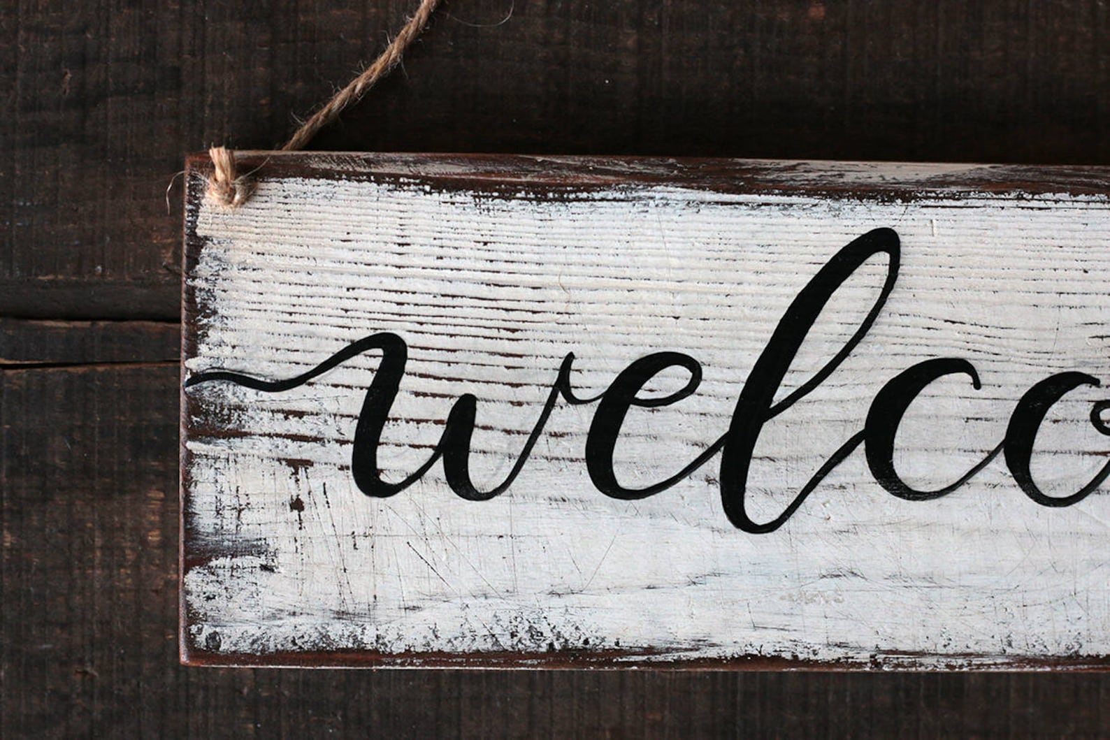 Custom Welcome Wood Sign Hand Lettered Rustic Wood Sign for | Etsy