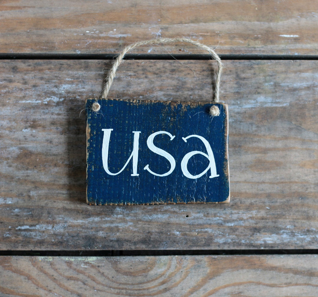 Patriotic Mini Sign, USA Sign Ornament, Primitive Patriotic Decor ...