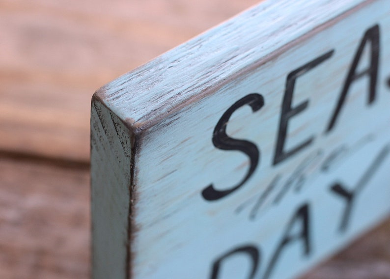 Seas the Day Sign Rustic Beach Wall Decor Hand Painted - Etsy
