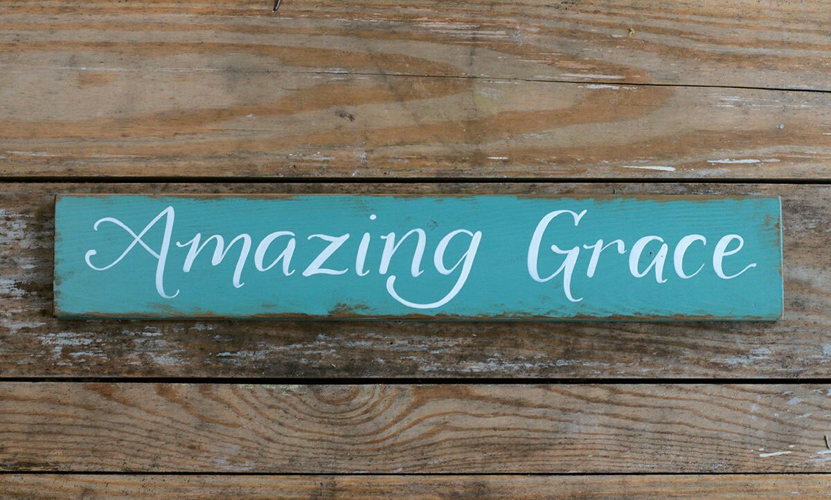 Custom Wood Sign Amazing Grace Sign Teal Wall Decor Hand | Etsy