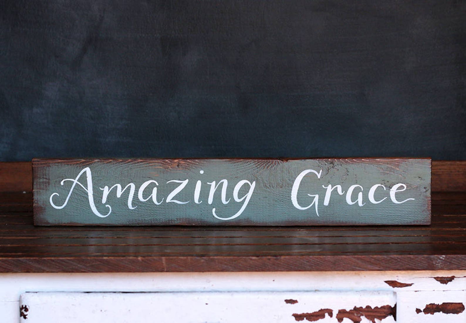Custom Wood Sign Amazing Grace Sign Teal Wall Decor Hand - Etsy