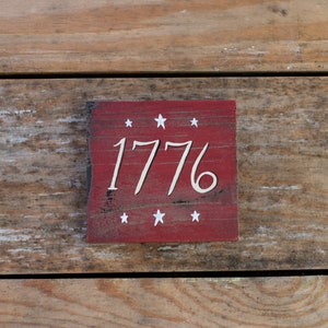 1776 Sign, Primitive Patriotic Decor, Hand Painted Wood Sign, Tiered ...
